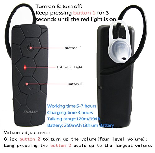 EXMAX 860-870mHz Wireless Audio Tour Guide System Headset Mini Ear-hook ...