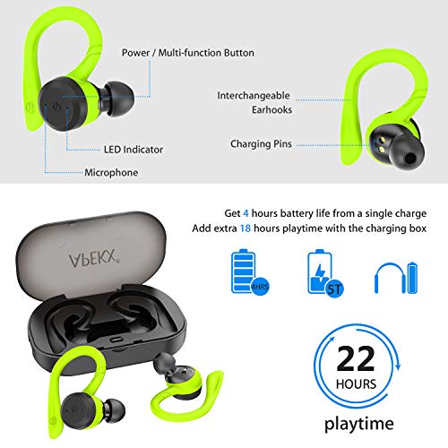 Wireless Headphones, APEKX True Wireless Bluetooth 5.0 Sports Earbuds ...