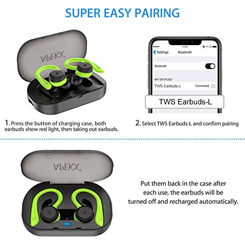 Wireless Headphones, APEKX True Wireless Bluetooth 5.0 Sports Earbuds ...
